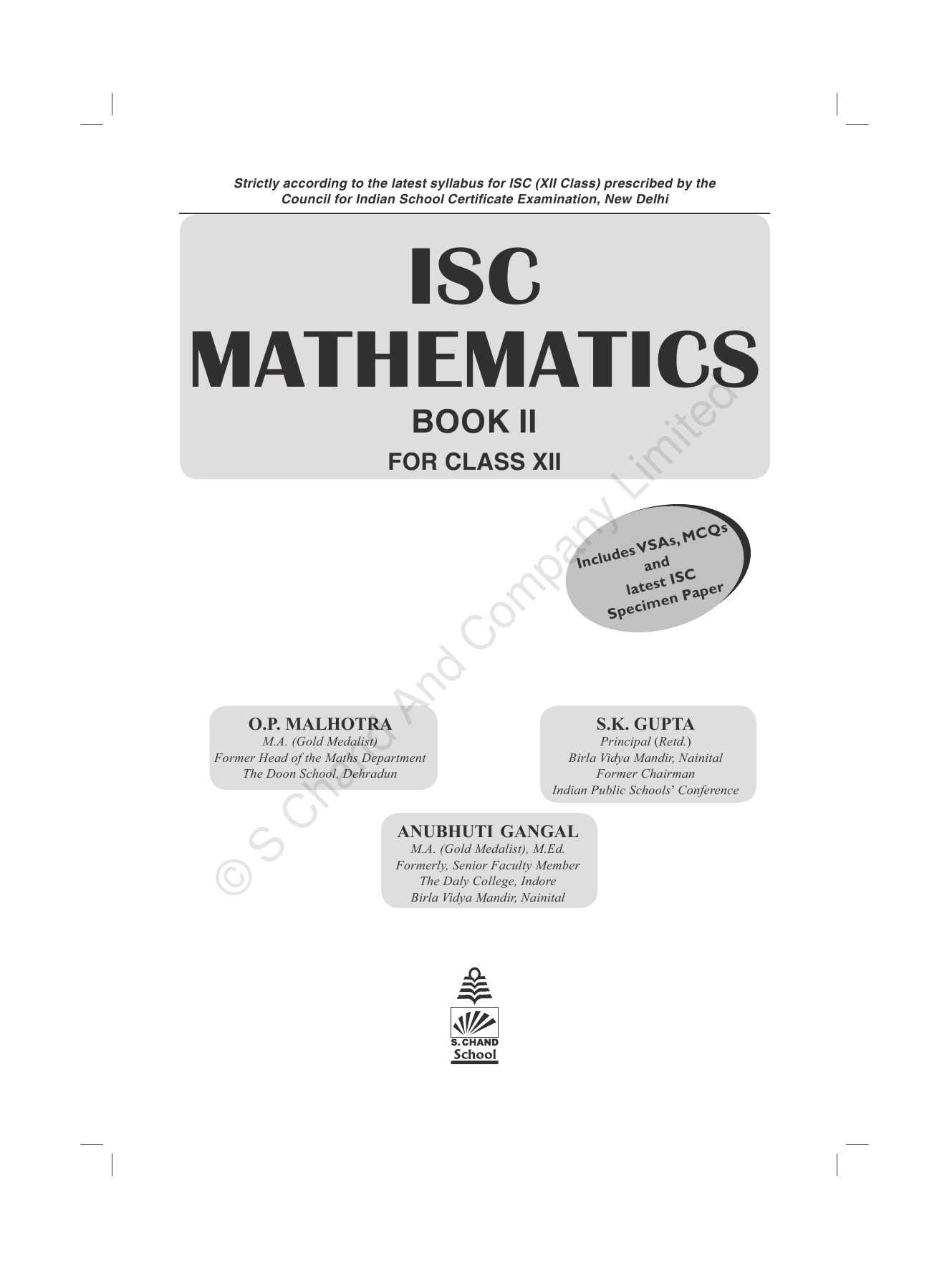 ViewInside - ISC Mathematics Class XII (As per 2022 syllabus)